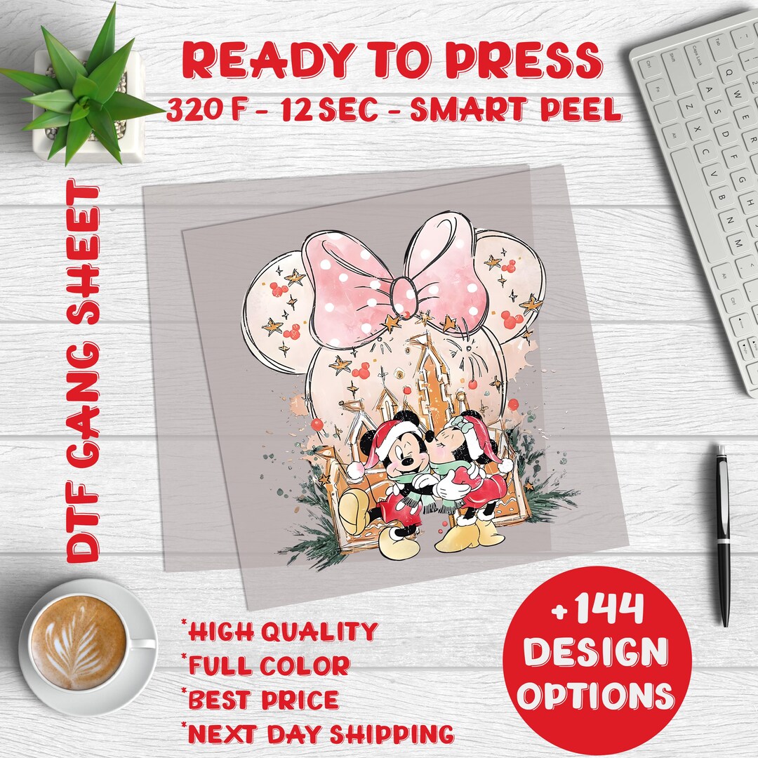 Disney Mickey Minnie Heat Press, Disney Christmas Characters Dtf,disney ...