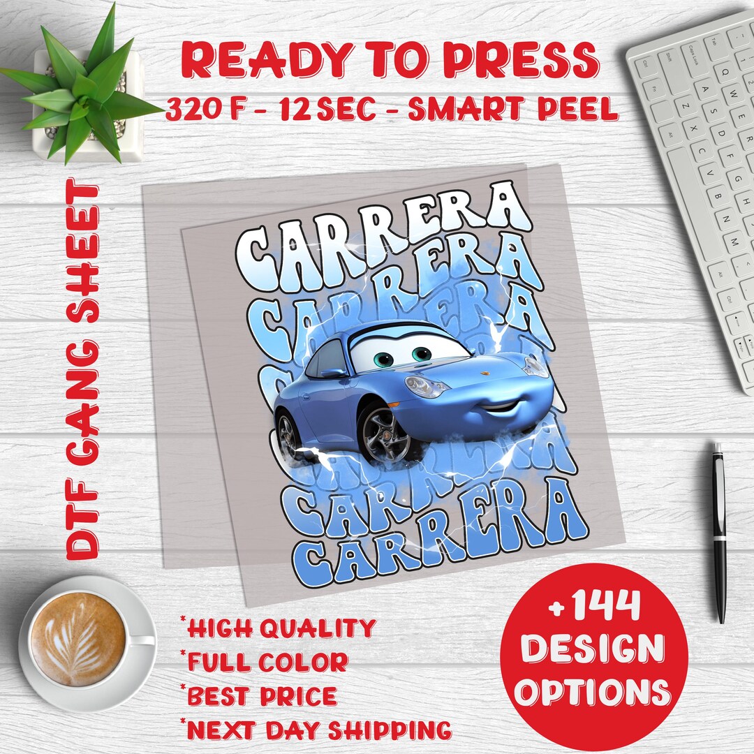 Disney Cars DTF, Carrera Ready to Press, Lightining Mcqueen Dtf, Disney ...