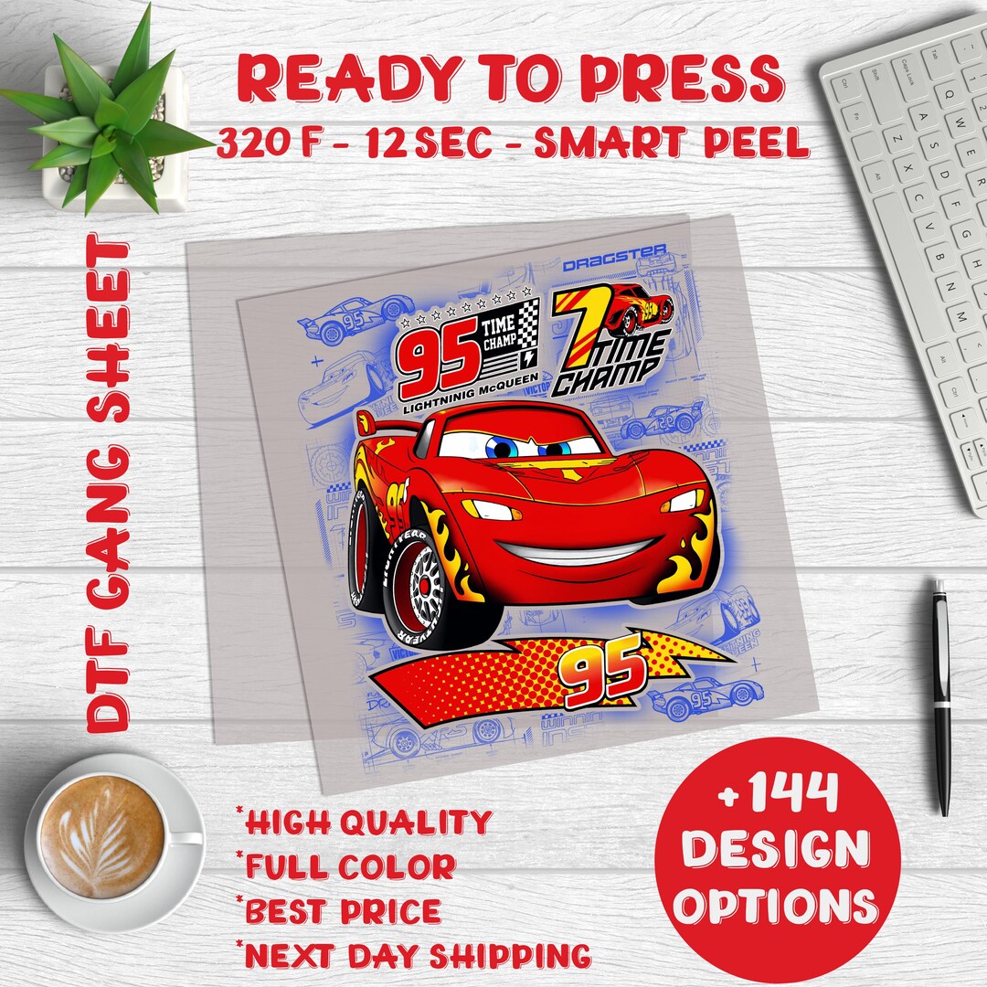 Lightining Mcqueen Dtf, Disney Cars DTF, Cars Ready to Press, Disney ...