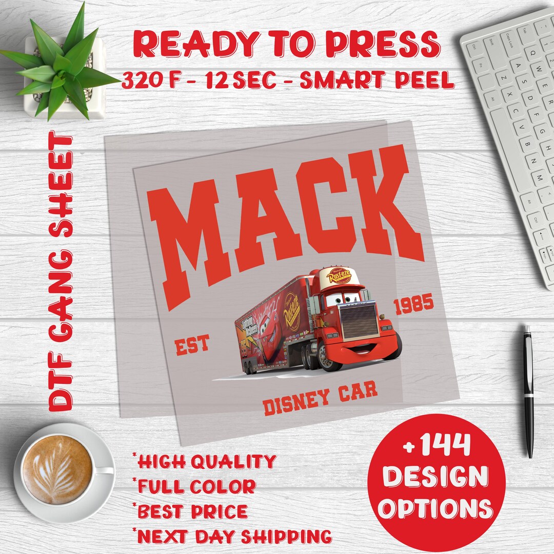 Disney Cars DTF, Cars Mack DTF, Lightining Mcqueen Dtf, Disney Image ...