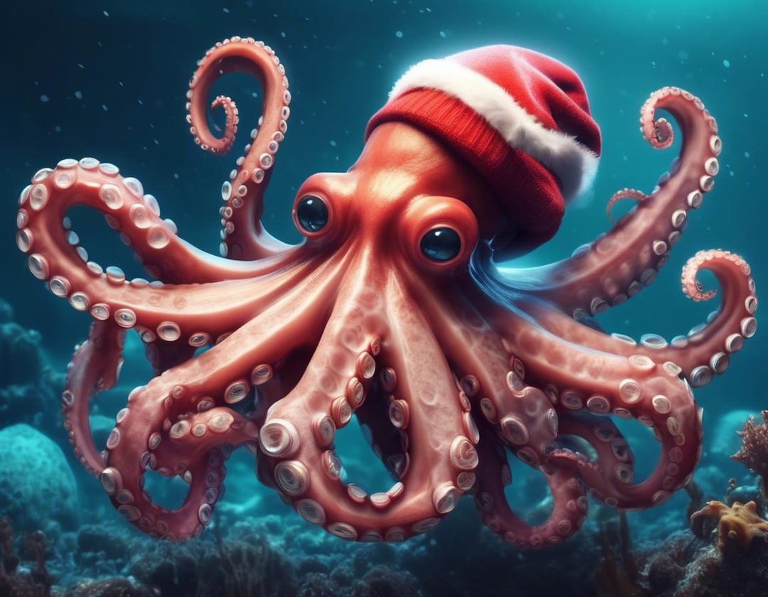 Santa Octopus Downloadable Pdf, Octosanta, Christmas Octopus, Christmas ...