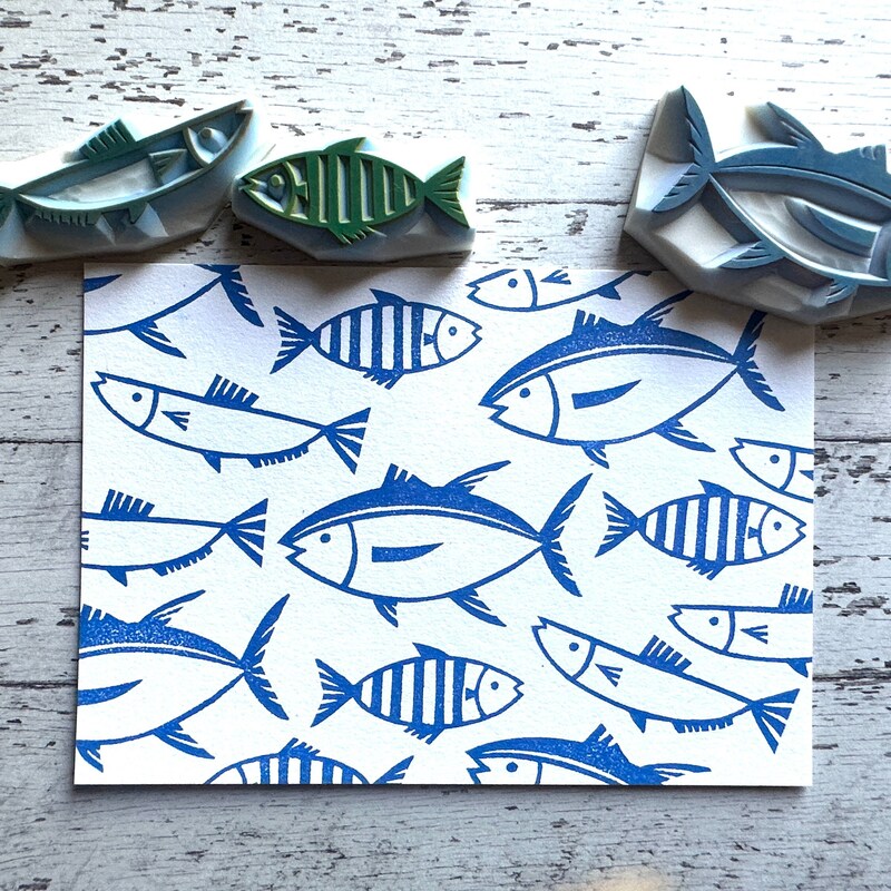 Fish Rubber Stamp - Etsy