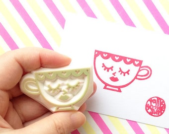 Tea Cup Rubber Stamp - Etsy