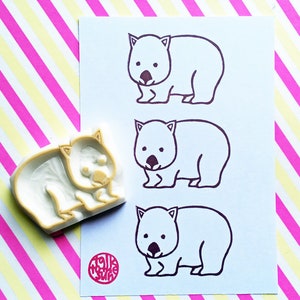 Wombat Rubber Stamp, Australian Animal Stamp, Hand Carved Stamp by ...