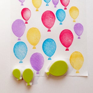 Balloon Rubber Stamps, Party Balloon Stamps, Hand Carved Stamps by ...