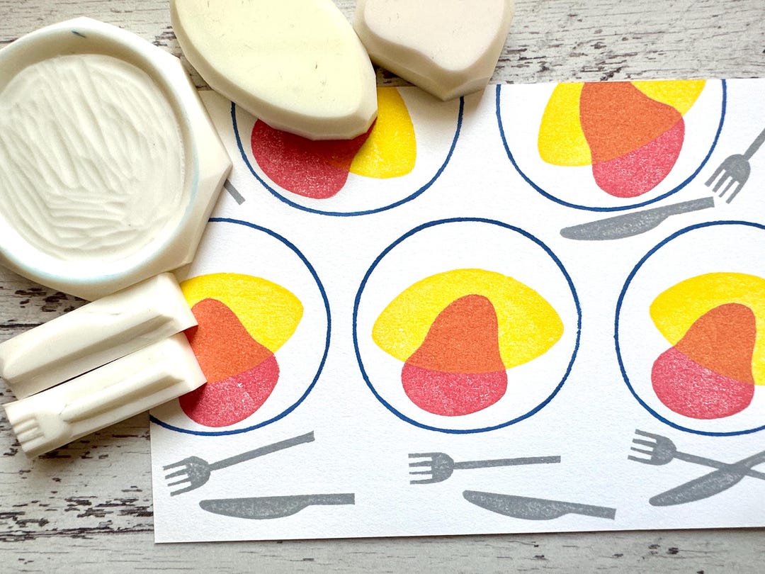 Omelet Rubber Stamp Set, Japanese Cafe Food Stamp, Hand Carved Stamps ...