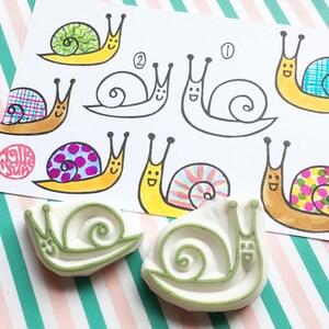 Smiley Snail Rubber Stamp Forest Animal Stamp Hand Carved - Etsy