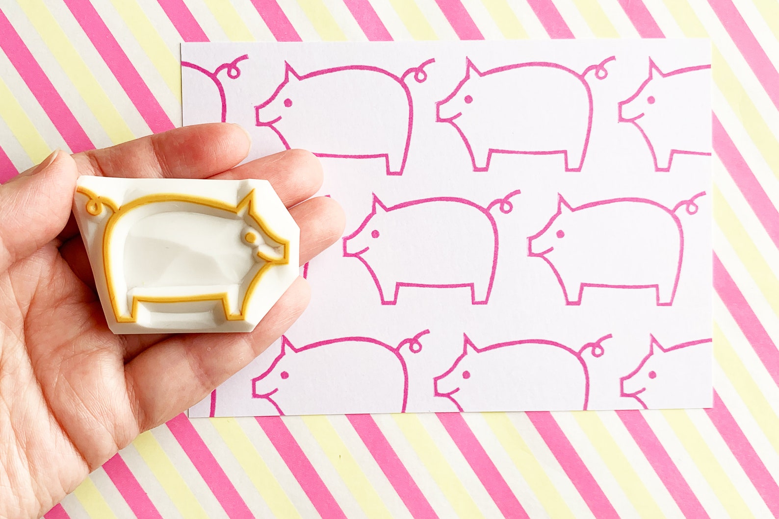 Pig Rubber Stamp Farm Animal Stamp Hand Carved Stamp by - Etsy New Zealand