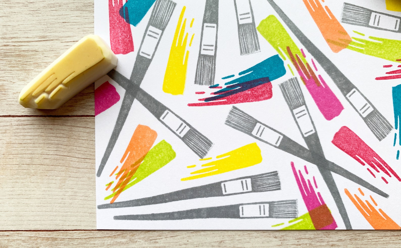 Art Rubber Stamp Set Paint Brush & Ink Splash Stamps Hand - Etsy