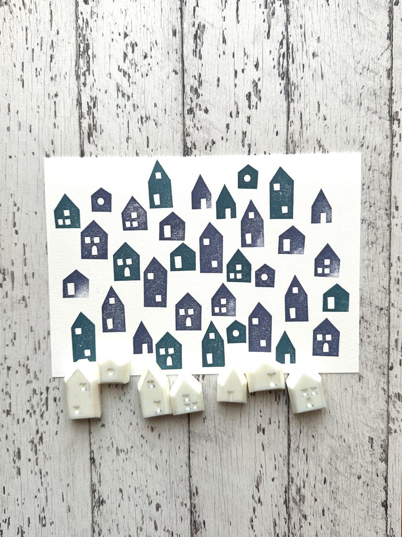 House Rubber Stamp Set: Hand Carved Stamps - Style No2 - Etsy