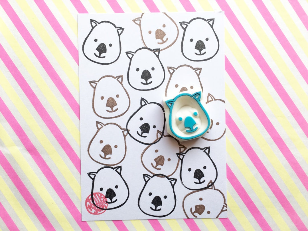 Wombat Rubber Stamp, Australian Animal Stamp, Hand Carved Stamp by ...