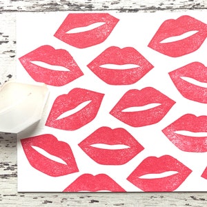 Lips Rubber Stamp, Kiss Stamp, Hand Carved Stamp by Talktothesun - Etsy