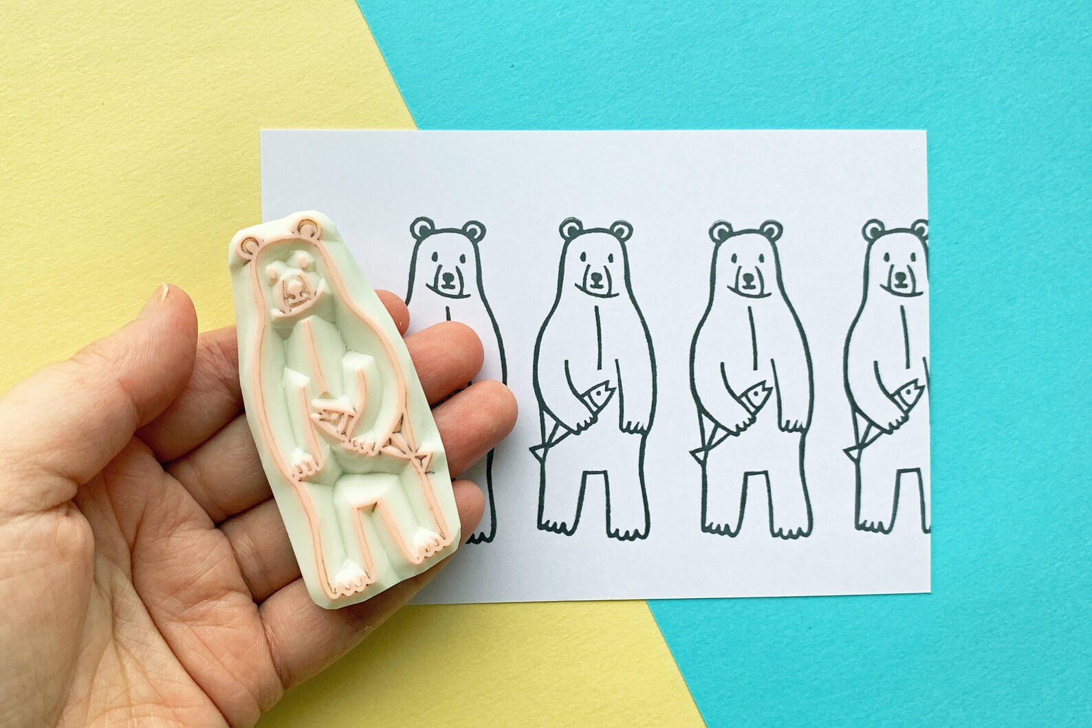 Polar Bear | Hand Carved Rubber Stamp | Woodland Animal | Card Making ...