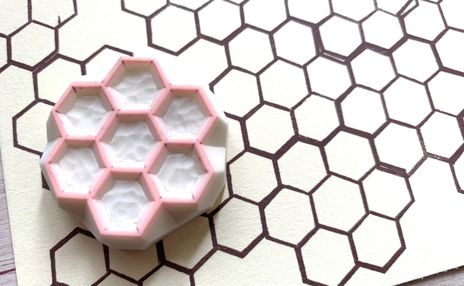 Honeycomb Rubber Stamp Hexagon Pattern Stamp Hand Carved - Etsy