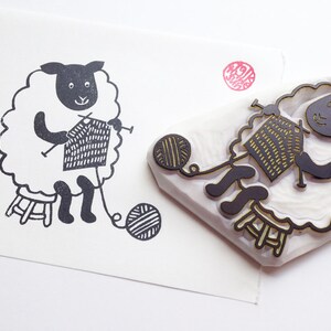 Mama Sheep Rubber Stamp Knitting Stamp Hand Carved Stamp by - Etsy