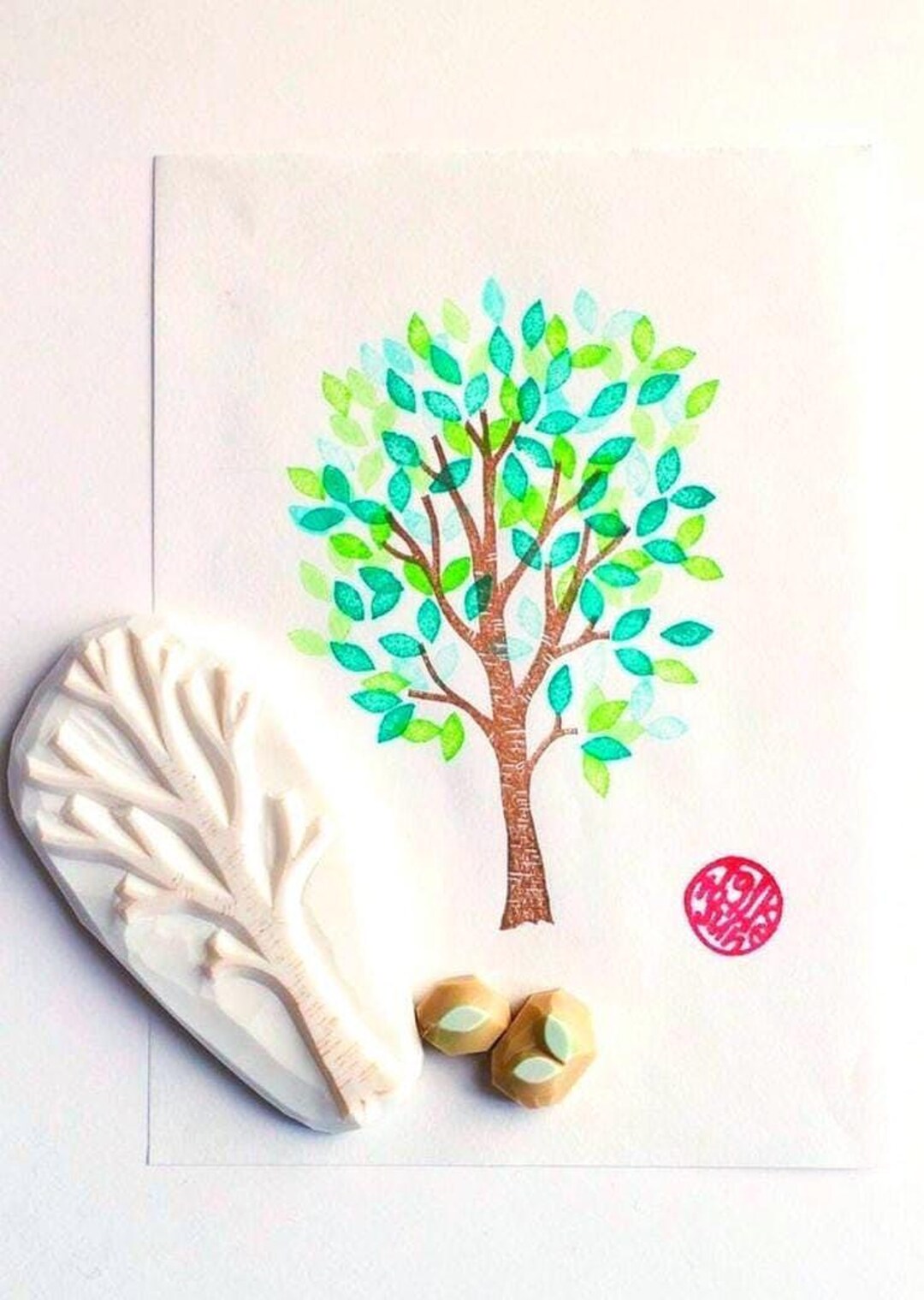 Birch Tree Rubber Stamp Set: Woodland Hand Carved Stamps for Seasonal ...