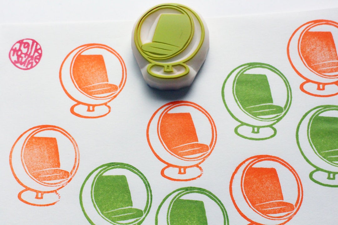 Ball Chair Rubber Stamp: Mid Century Modern Furniture Hand Carved Stamp ...
