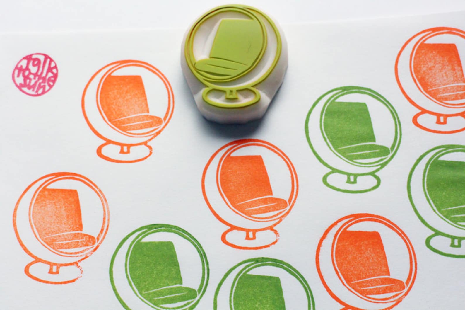 Ball Chair Rubber Stamp, Mid Century Modern Furniture Stamp for Art ...