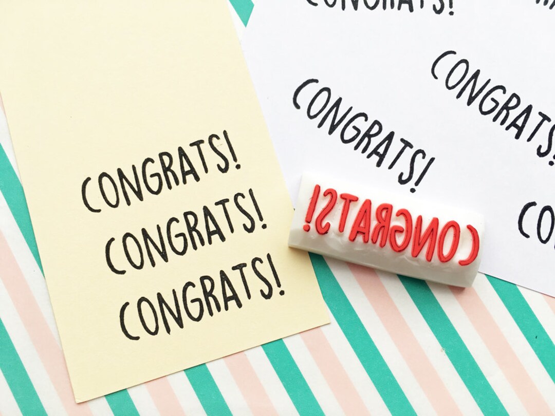 Congrats Rubber Stamp, Congratulations Stamp, Hand Carved Stamp by ...