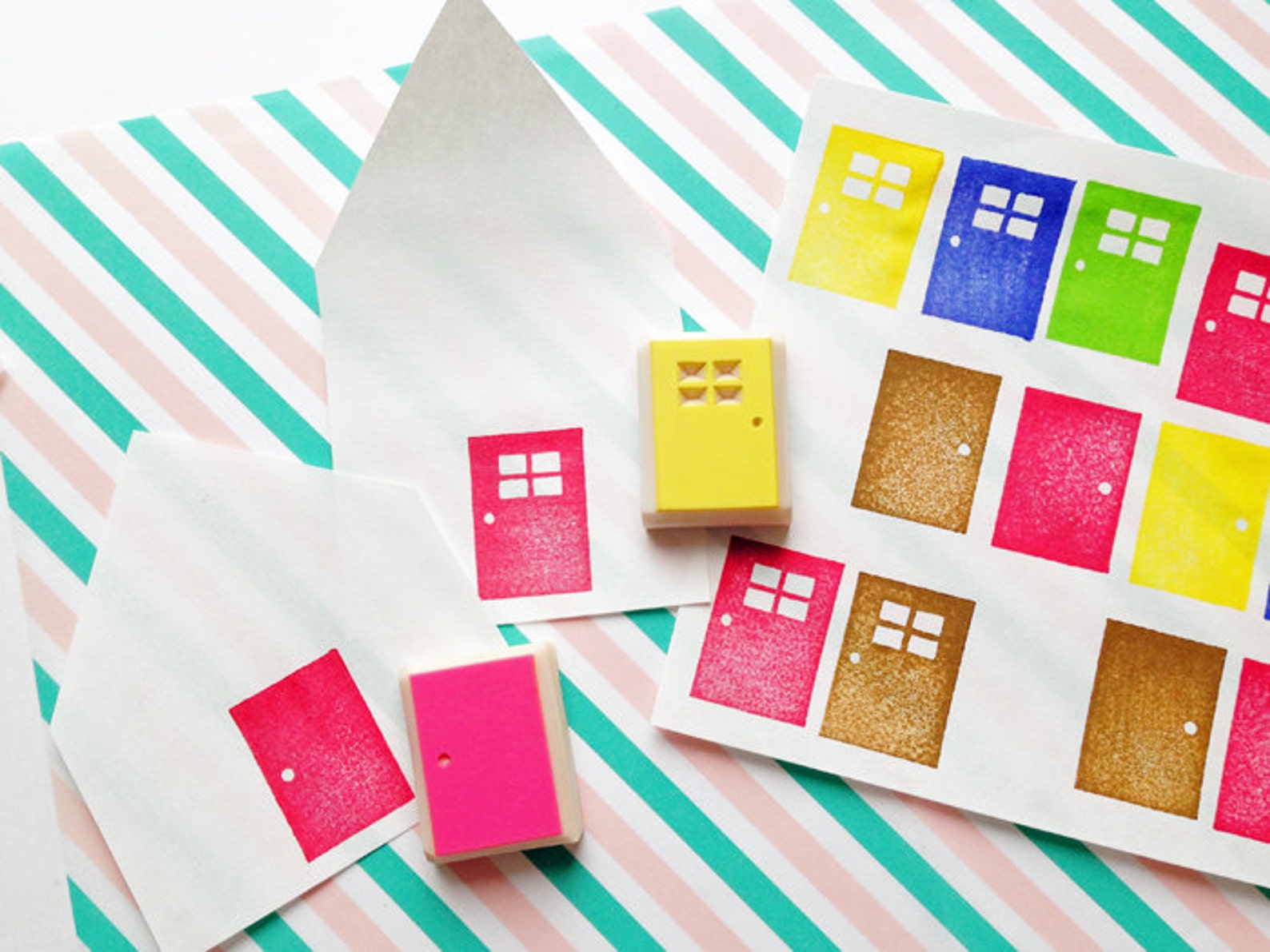 Door Rubber Stamp Set Fairy Door Stamps Hand Carved Stamps - Etsy