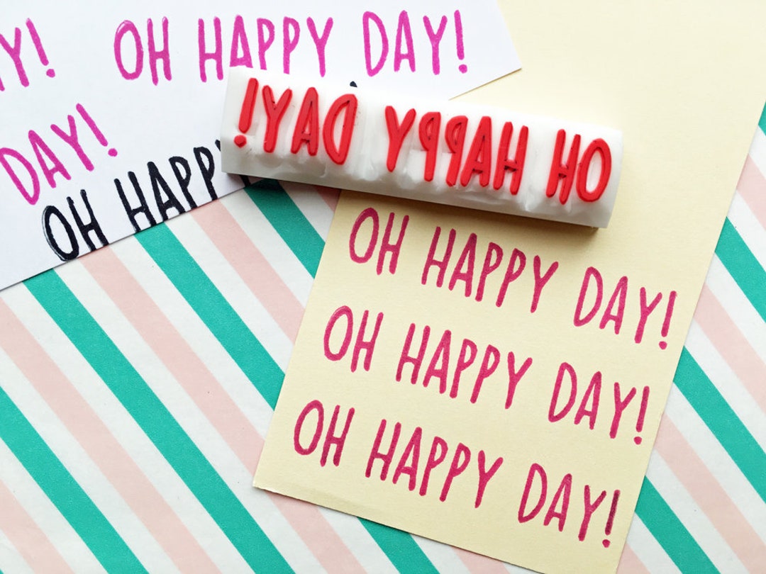 Oh Happy Day Rubber Stamp, Hand Carved Stamp by Talktothesun ...
