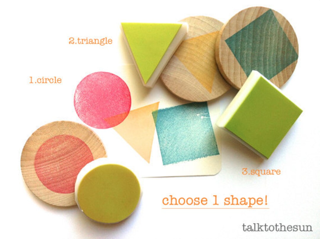 Shape Rubber Stamp Circle Triangle & Square Stamps Hand - Etsy