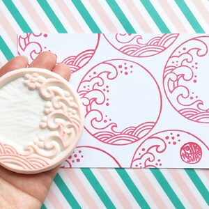 Japanese Rubber Stamp, Ocean Wave Stamp for Card Making, Hand Carved ...