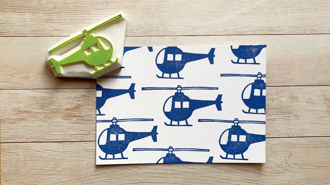 Helicopter Rubber Stamp, Aircraft Stamp, Hand Carved Stamp by ...
