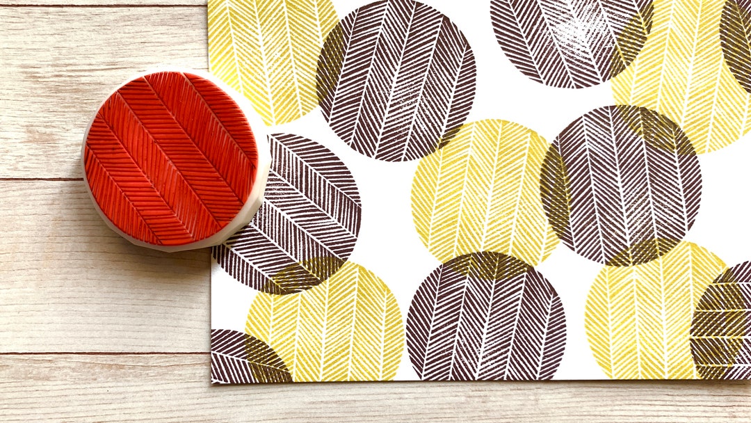 Herringbone Circle Rubber Stamp, Geometric Pattern Stamp, Hand Carved ...
