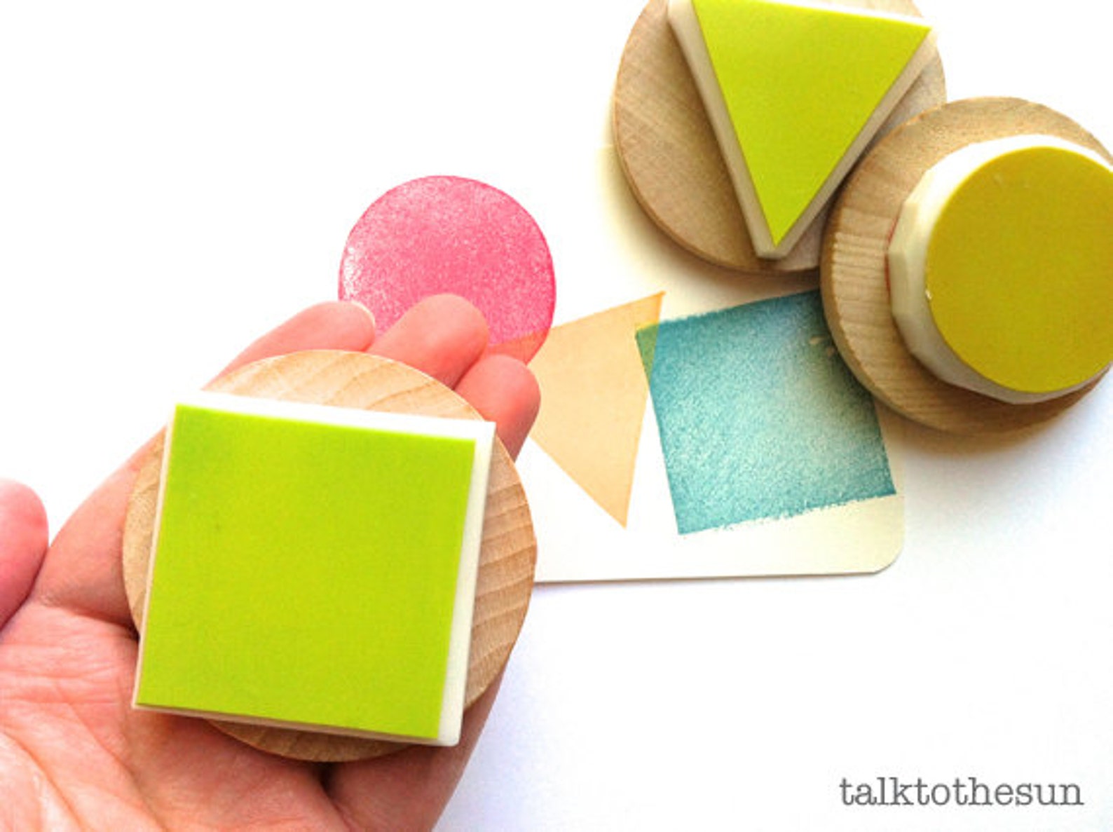 Shape rubber stamp circle triangle square stamp hand | Etsy