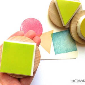 Shape Rubber Stamp Circle Triangle & Square Stamps Hand - Etsy