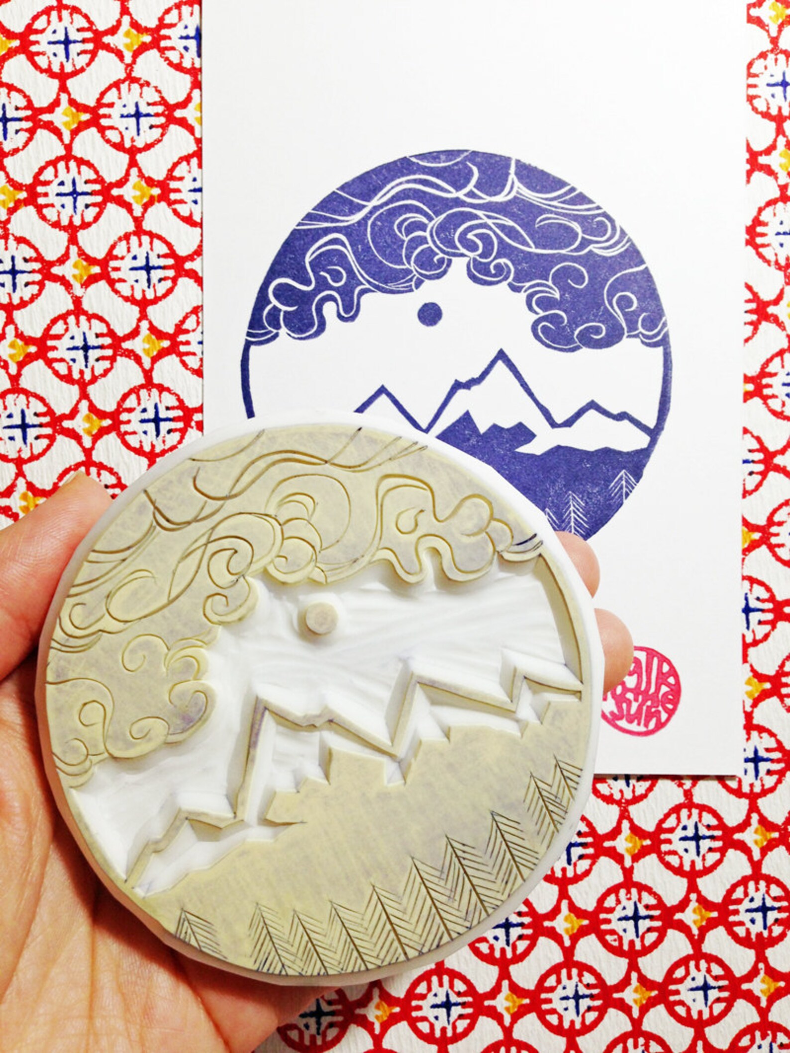 Winter Mountain Rubber Stamp Earth Landscape Stamp Hand - Etsy