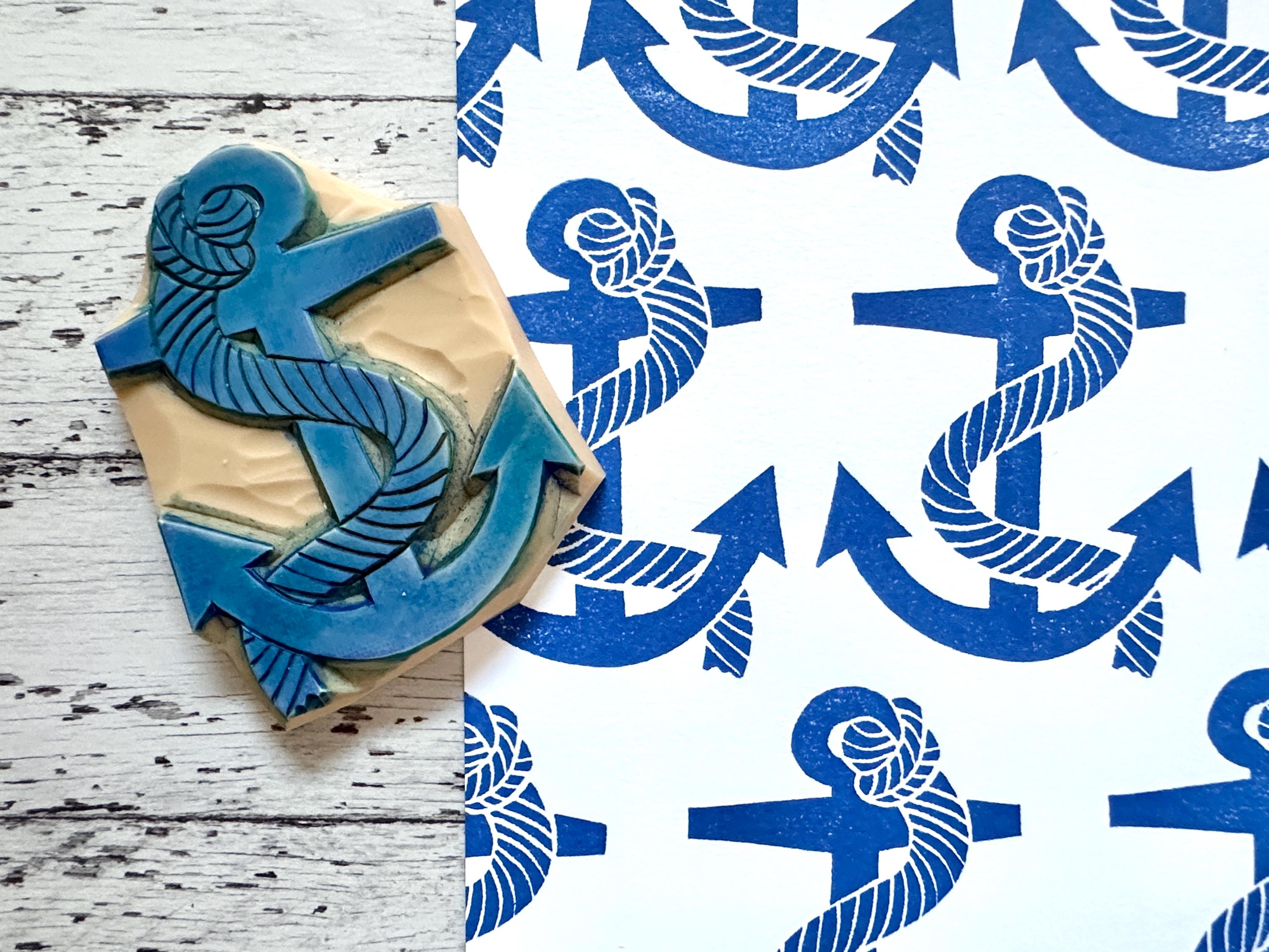 Anchor Rubber Stamp: Hand Carved Stamp, Sailing-inspired Design, Style ...