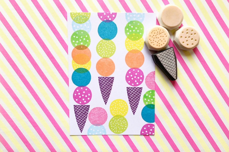 Ice Cream Stamps Ice Cream Cone Stamp Hand Carved Stamps Etsy