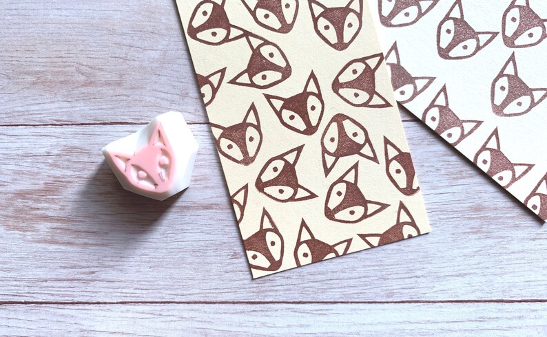 Baby Fox Rubber Stamp Cute Animal Stamp Hand Carved Stamp - Etsy