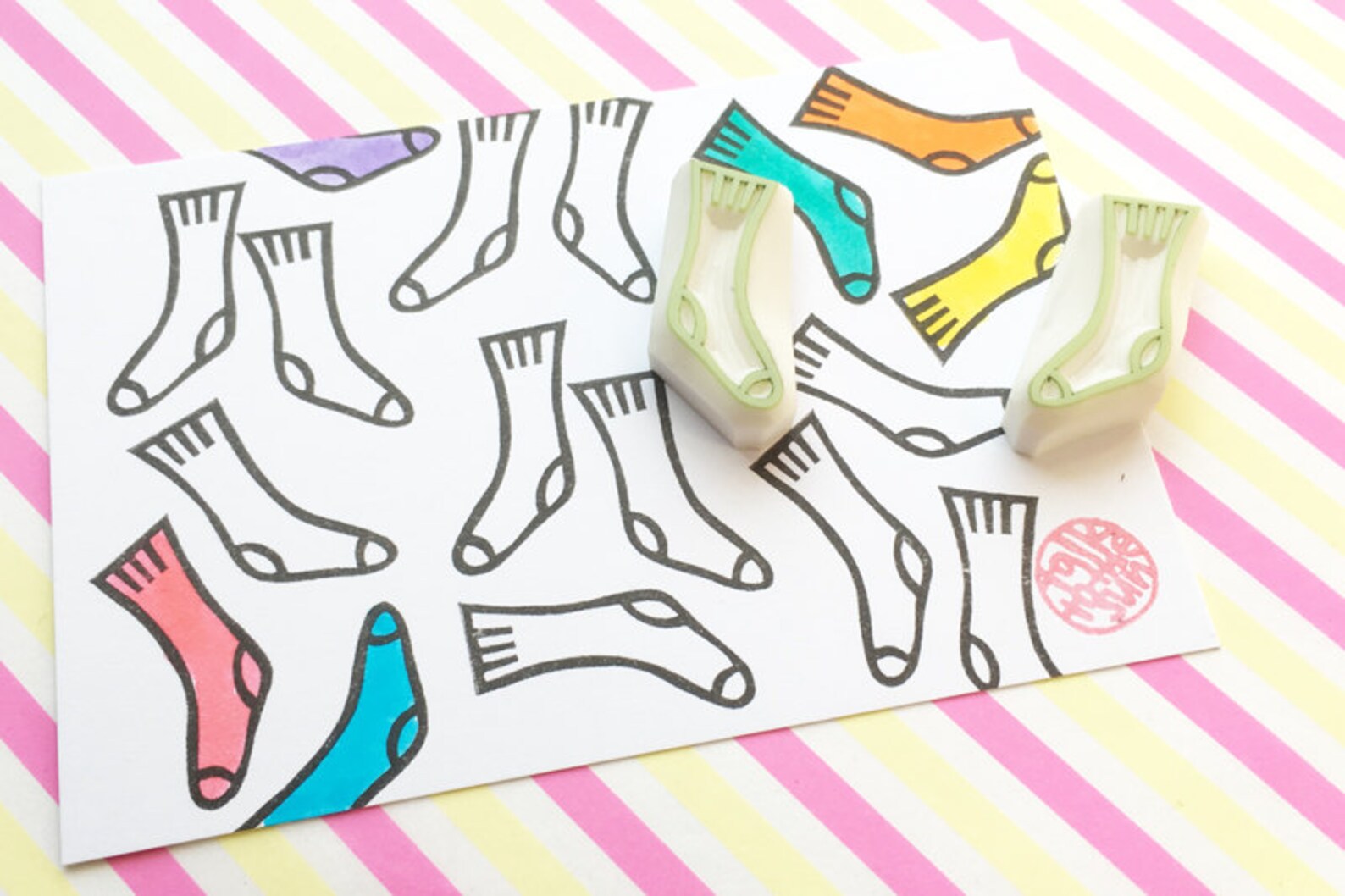 Pair of Socks Rubber Stamp Set Knitting Stamp Hand Carved - Etsy