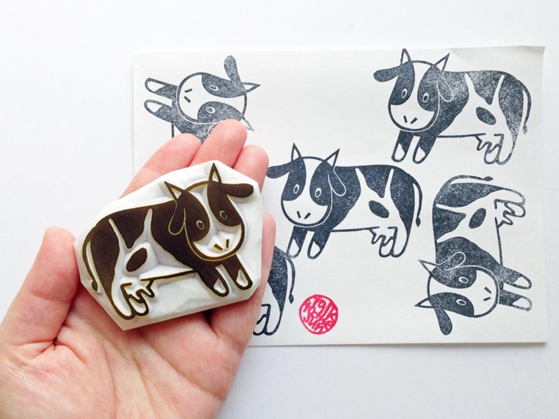 Milk Cow Rubber Stamp Farm Animal Stamp Hand Carved Stamp - Etsy