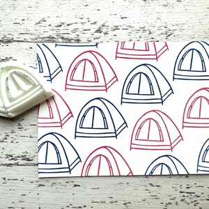 Camping Tent Rubber Stamp, Hand Carved Stamp by Talktothesun, Gift for ...