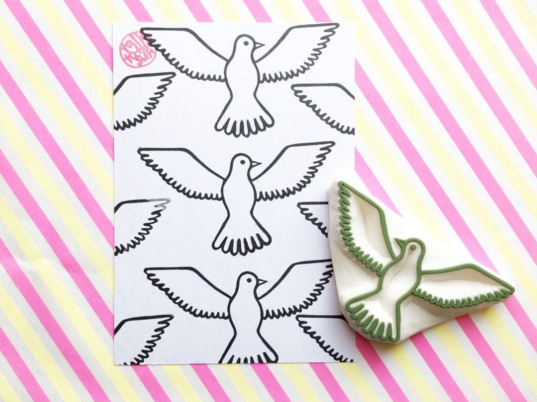 Flying Bird Hand Carved Rubber Stamp : Peace Dove - Etsy