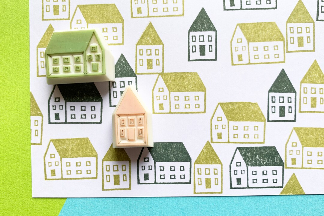 House Rubber Stamp Set: Hand Carved Stamps, Town-inspired Design, Style ...