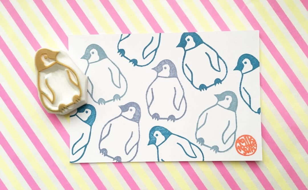 Baby Penguin Rubber Stamp, Sea Animal Stamp, Hand Carved Stamp by ...