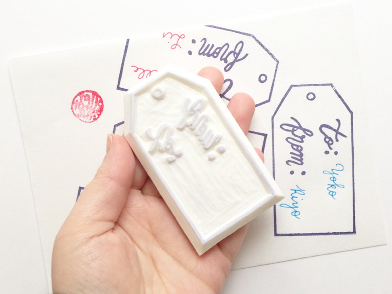 Gift Tag Rubber Stamp Shipping Label Stamp Hand Carved Stamp - Etsy