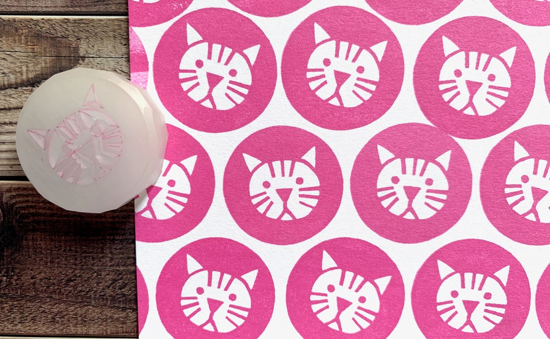 Tabby Cat Rubber Stamp | Hand Carved Stamp | Journaling Card Making ...