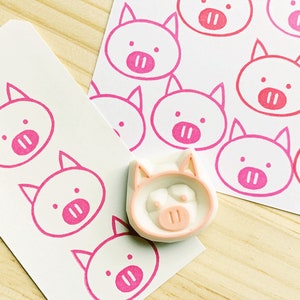 Pig Rubber Stamp Farm Animal Stamp Hand Carved Stamp Best - Etsy