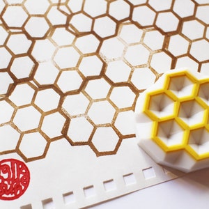 Honeycomb Rubber Stamp Hexagon Pattern Stamp Hand Carved | Etsy