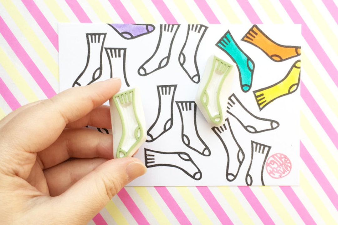 Pair of Socks Rubber Stamp Set, Knitting Stamp, Hand Carved Stamps ...