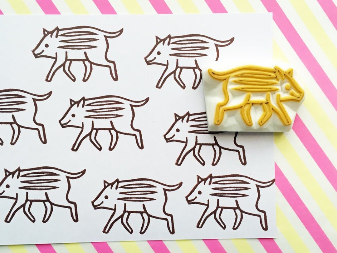Piglet Rubber Stamp Baby Boar Stamp Hand Carved Stamp Gift - Etsy