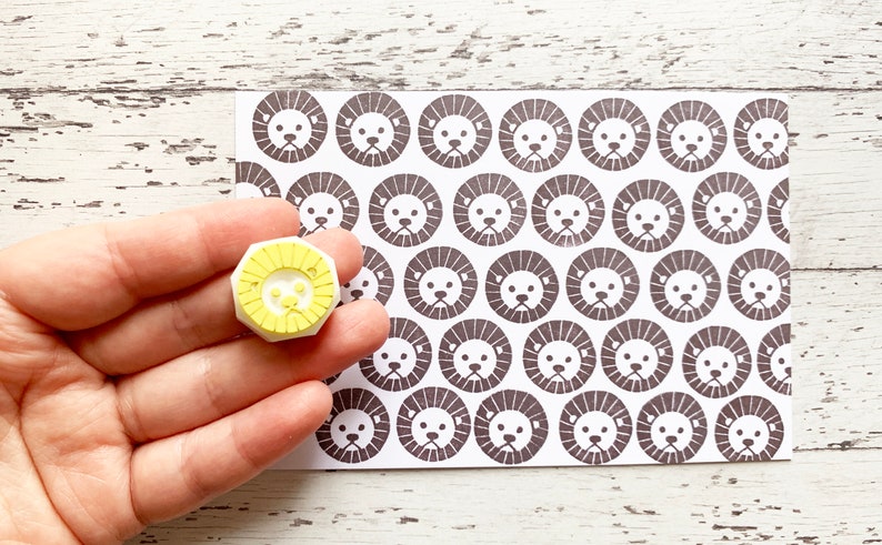 Lion Rubber Stamp Cute Animal Stamp Hand Carved Stamp Best - Etsy