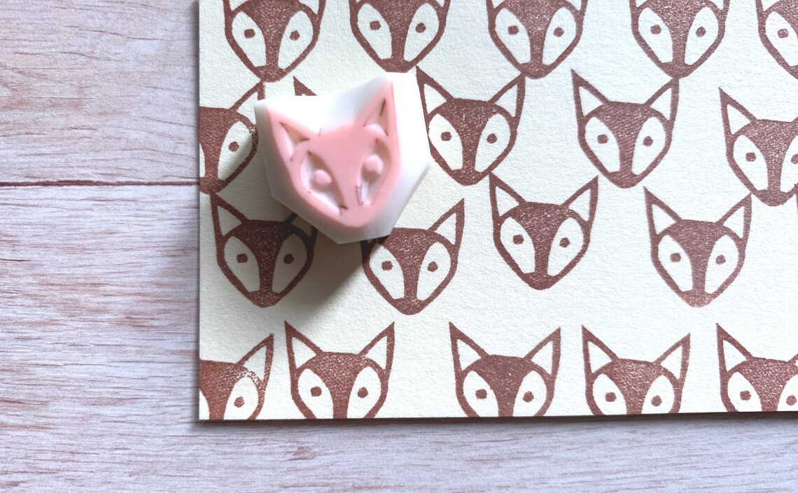 Baby Fox Rubber Stamp Cute Animal Stamp Hand Carved Stamp - Etsy