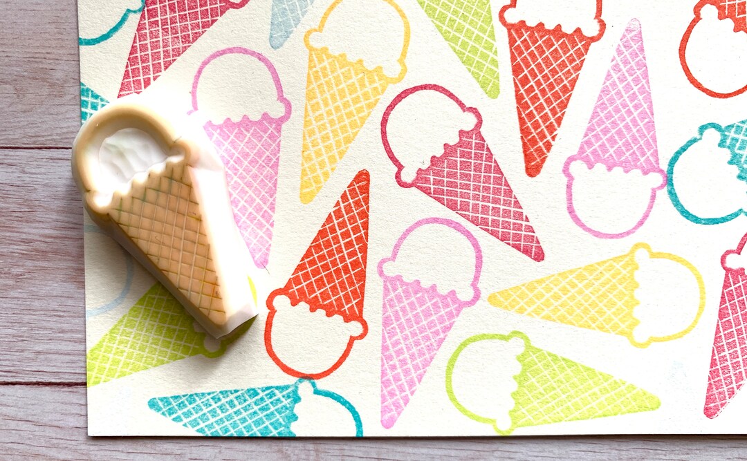 Ice Cream Cone Rubber Stamp, Hand Carved Stamp by Talktothesun, Gift ...
